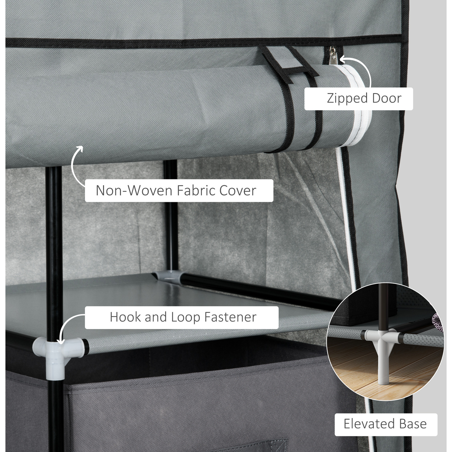HOMCOM Wardrobe Portable Clothes Cabinet with 2 Fabric Drawers