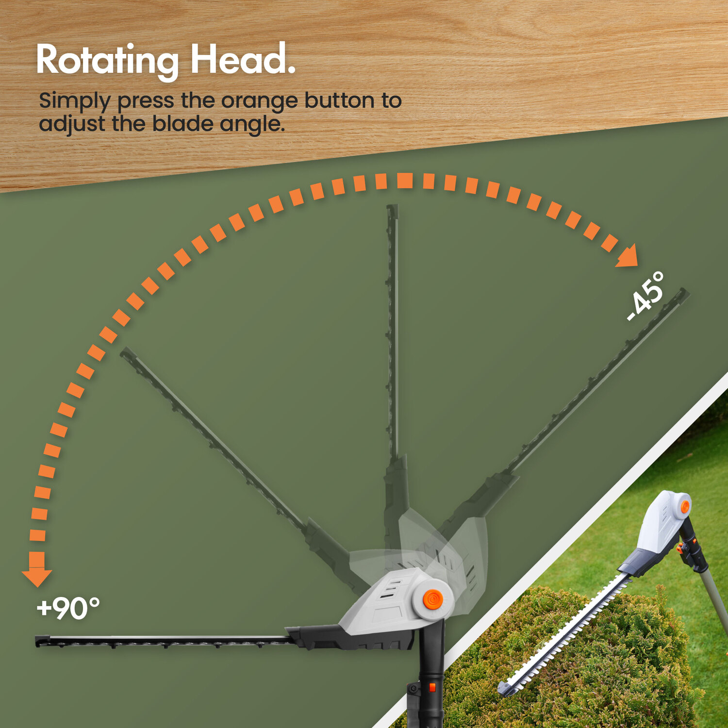 Cordless 20V Pole Hedge Trimmer with Telescopic Handle